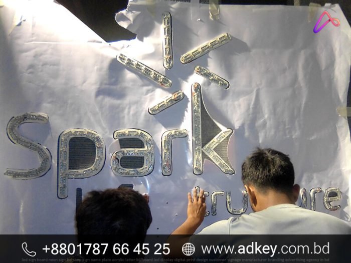 3D Acrylic Top Letter LED Sign Board SS Bata Model